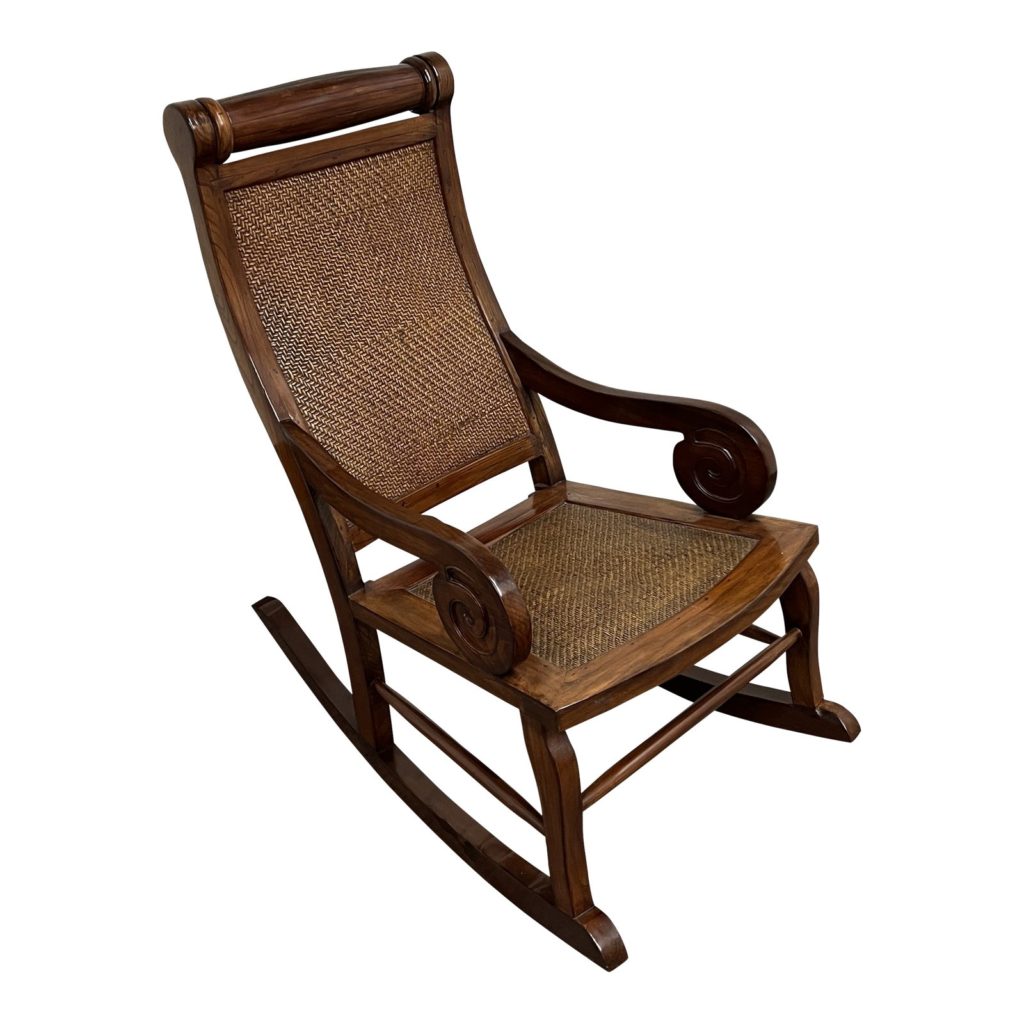 British Colonial Plantation Wicker Rocking Chair - Design Plus Gallery