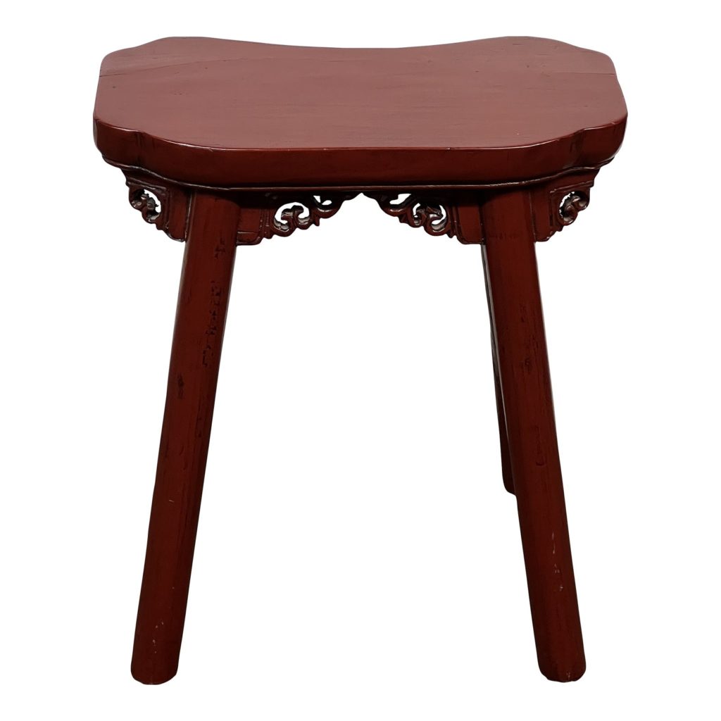 Vintage Asian Influenced Red Stool - Design Plus Gallery
