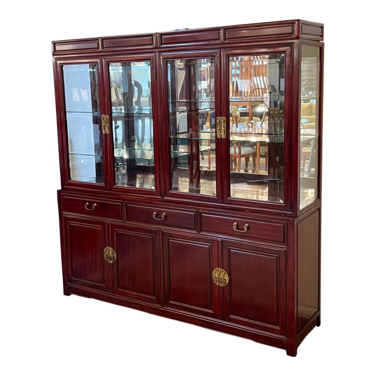 Nigel's Two-Piece Asian Style Rosewood China Cabinet - Design Plus Gallery