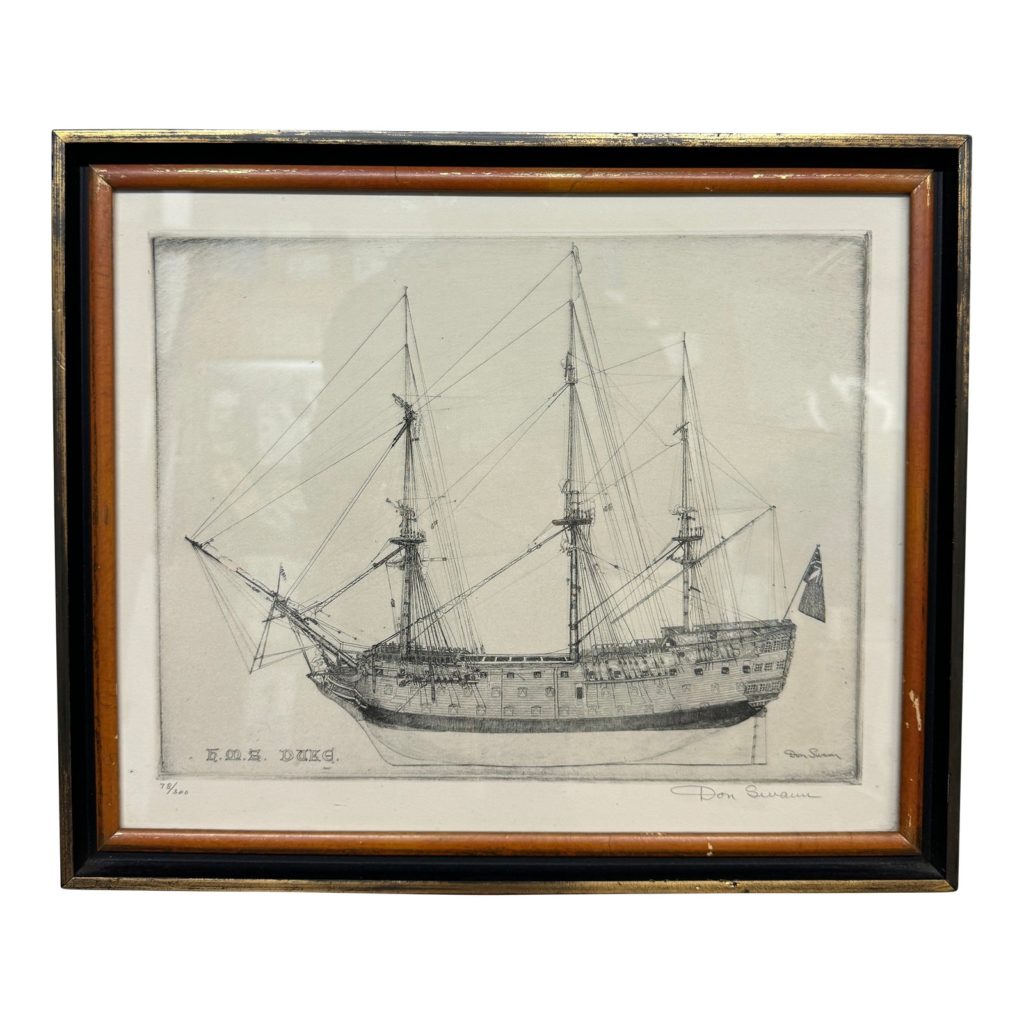 1960's Signed Don Swann "h.m.s. Duke" Original Etching From a Limited ...