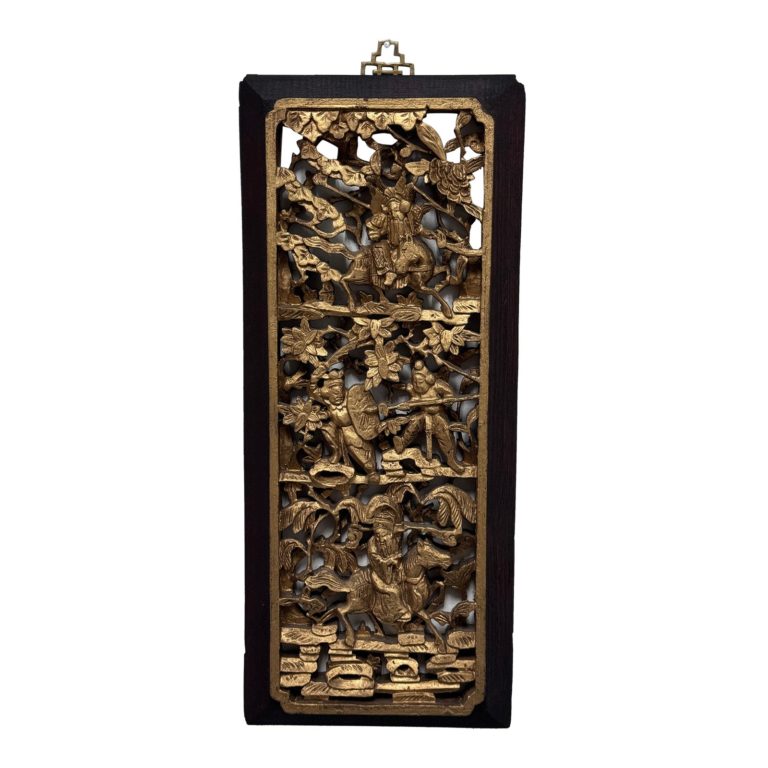 Antique Gilt Gold Fighting Warriors Hand Carved Wall Panel - Design ...