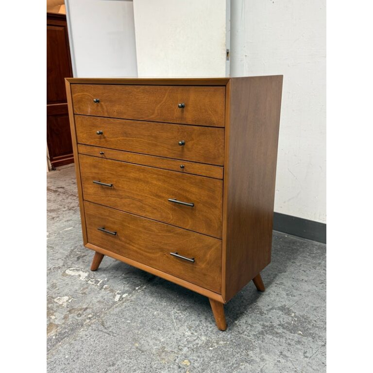Alpine Furniture Flynn Mid Century Four Drawer Dresser + Pull Out ...