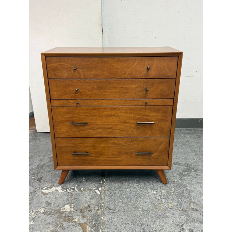 Alpine Furniture Flynn Mid Century Four Drawer Dresser + Pull Out ...