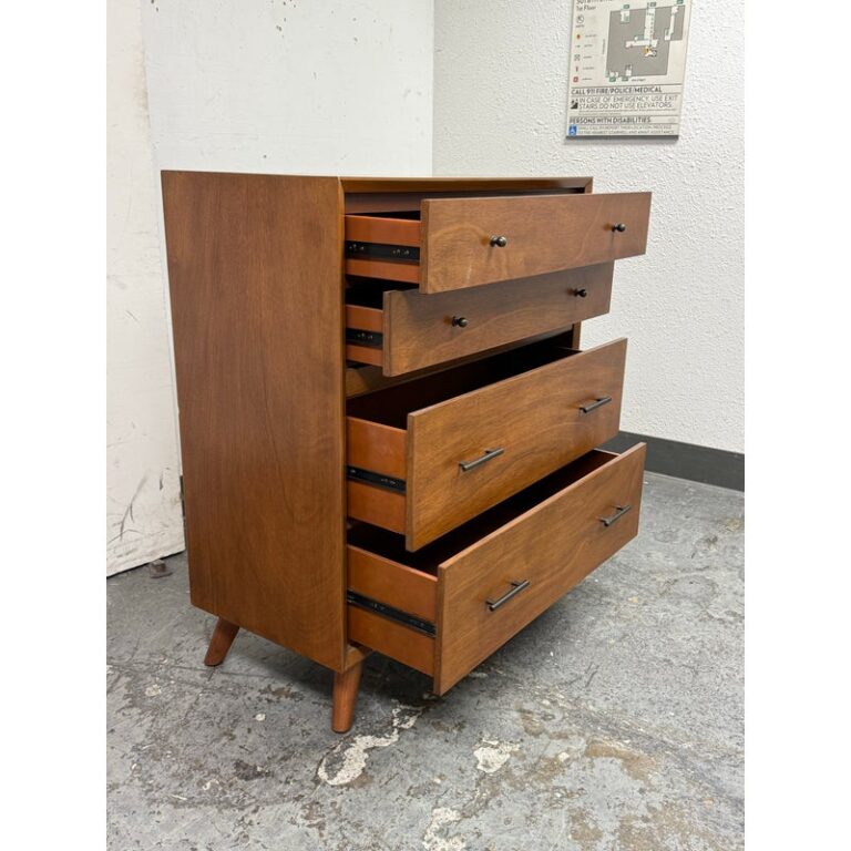 Alpine Furniture Flynn Mid Century Four Drawer Dresser + Pull Out ...