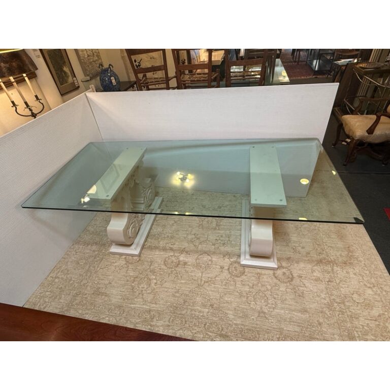Kreiss Double Pedestal + Beveled Glass Top Dining Table. Original Price ...