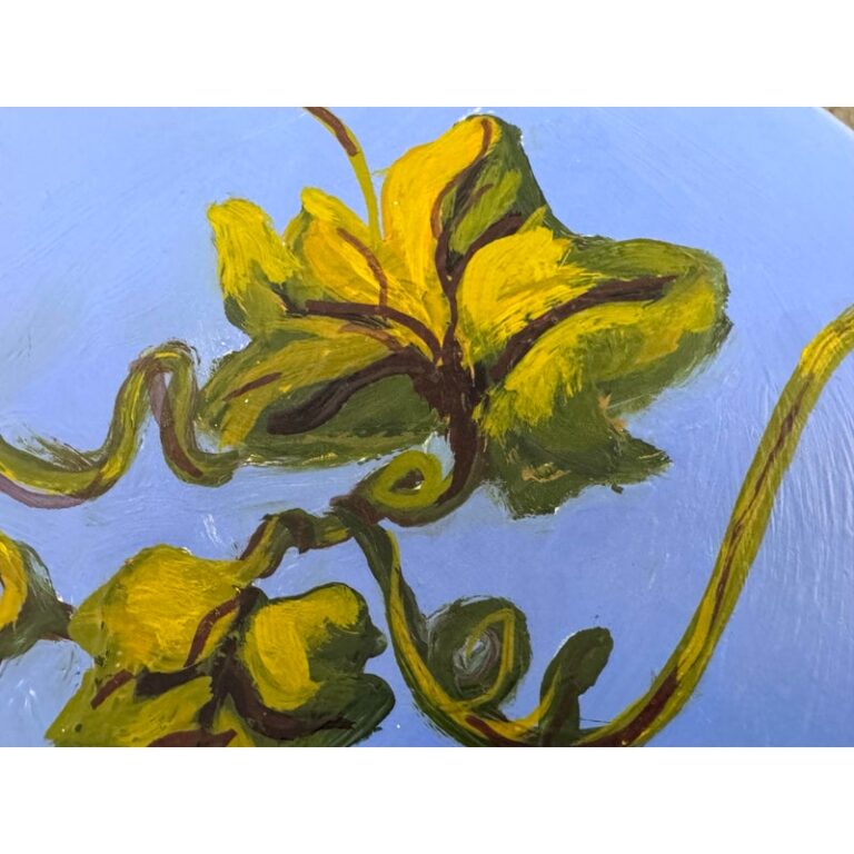 Hand Painted Grape + Pear Top Wood Counter Stool - Design Plus Gallery