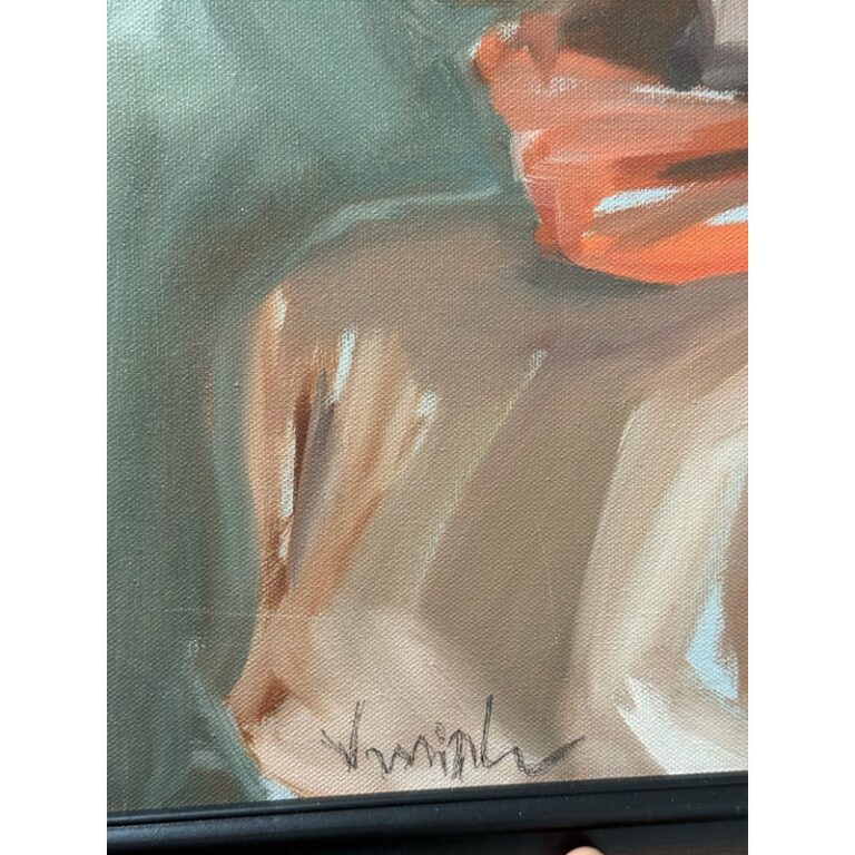 Impressionist Portrait of a Lady With Red Scarf, Signed - Design Plus ...