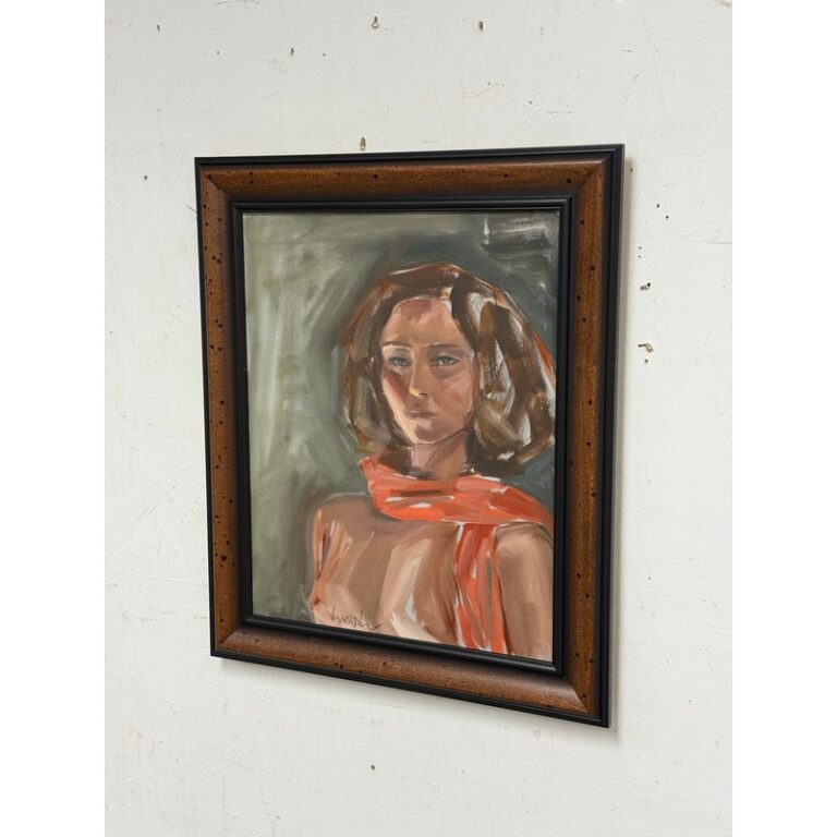 Impressionist Portrait of a Lady With Red Scarf, Signed - Design Plus ...