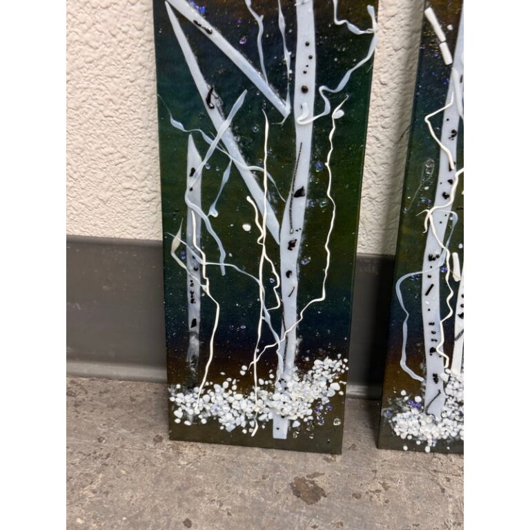 Abstract Winter Landscape Glass Wall Art Panels, Set of Two - Design ...